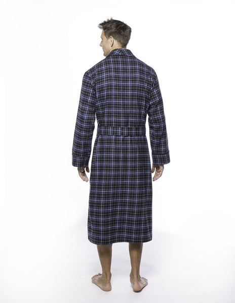 Men's Premium Flannel Robe - Plaid Navy/Black – FlannelPeople
