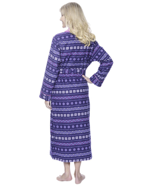 Robes for Women, Cotton Flannel Fleece Lined Womens robe - Snowflakes ...